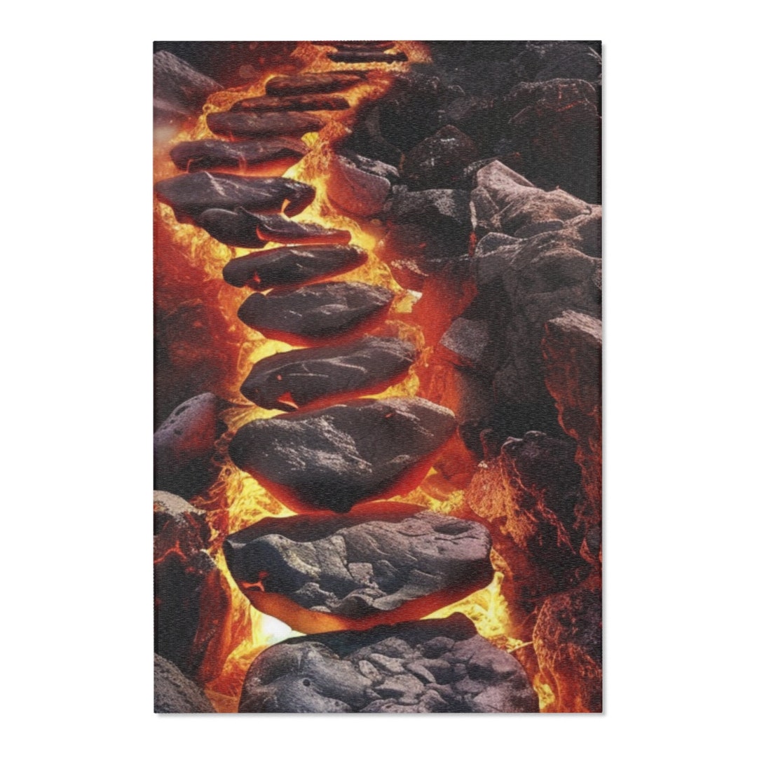 Rug Red Hot Lava Pretend Play Rectangle Playroom Carpet in Three Sizes ...