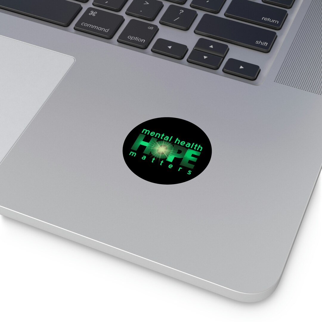 Sticker Mental Health Hope Matters Light Black Background Round Vinyl ...