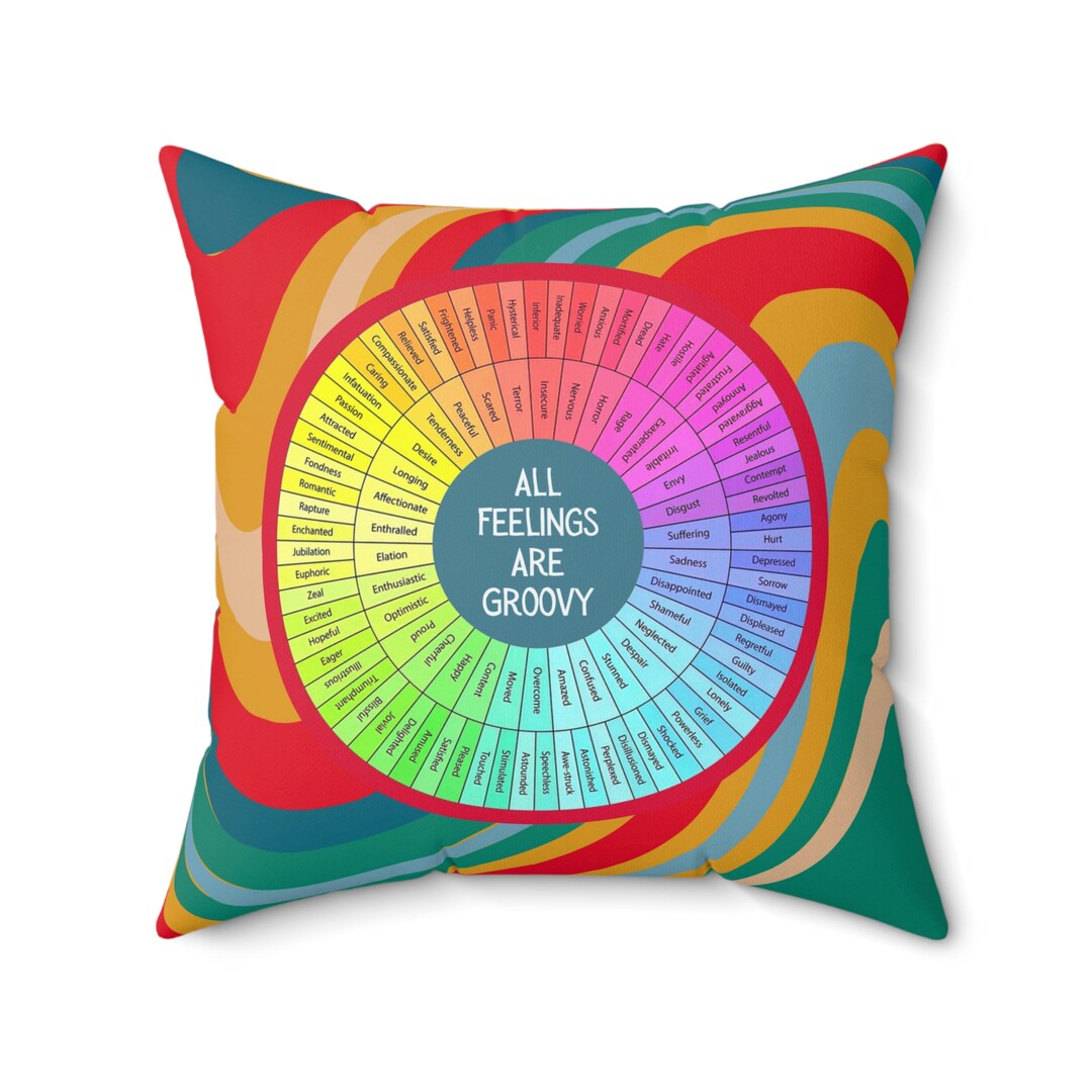 Pillow Emotion Feelings Wheel With Teal Center and White Text All ...