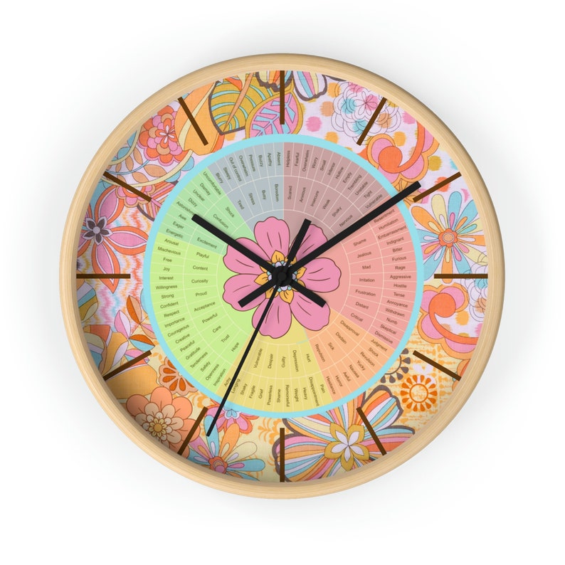 Emotions Feelings Wheel Retro Flowers Clock - Etsy