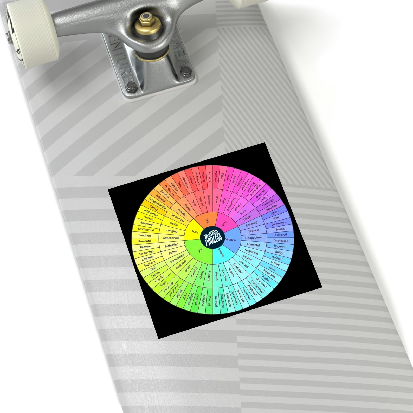 Sticker Emotion Feelings Wheel Trust the Process Black Center Sticker ...