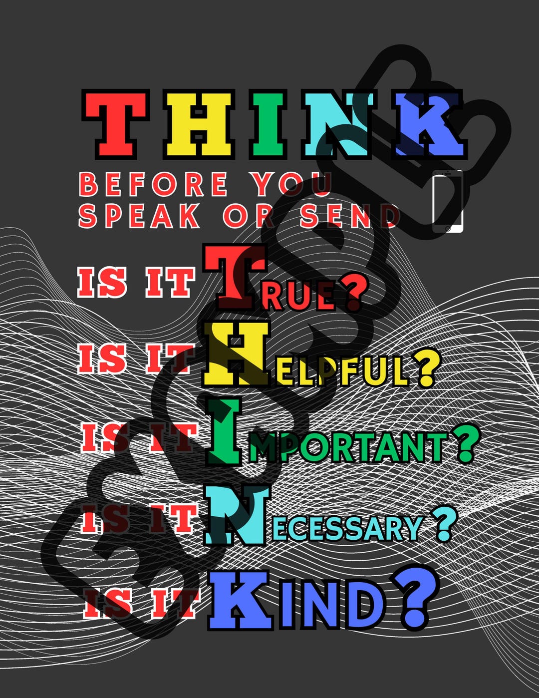 Digital Printable Think Before You Speak or Send 8.5 X 11 Poster or ...