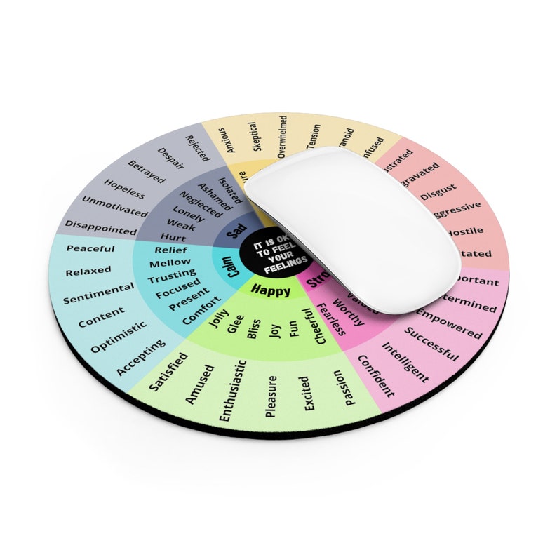 Mouse Pad Emotion Feelings Wheel It's OK to Feel Your Feelings Round ...