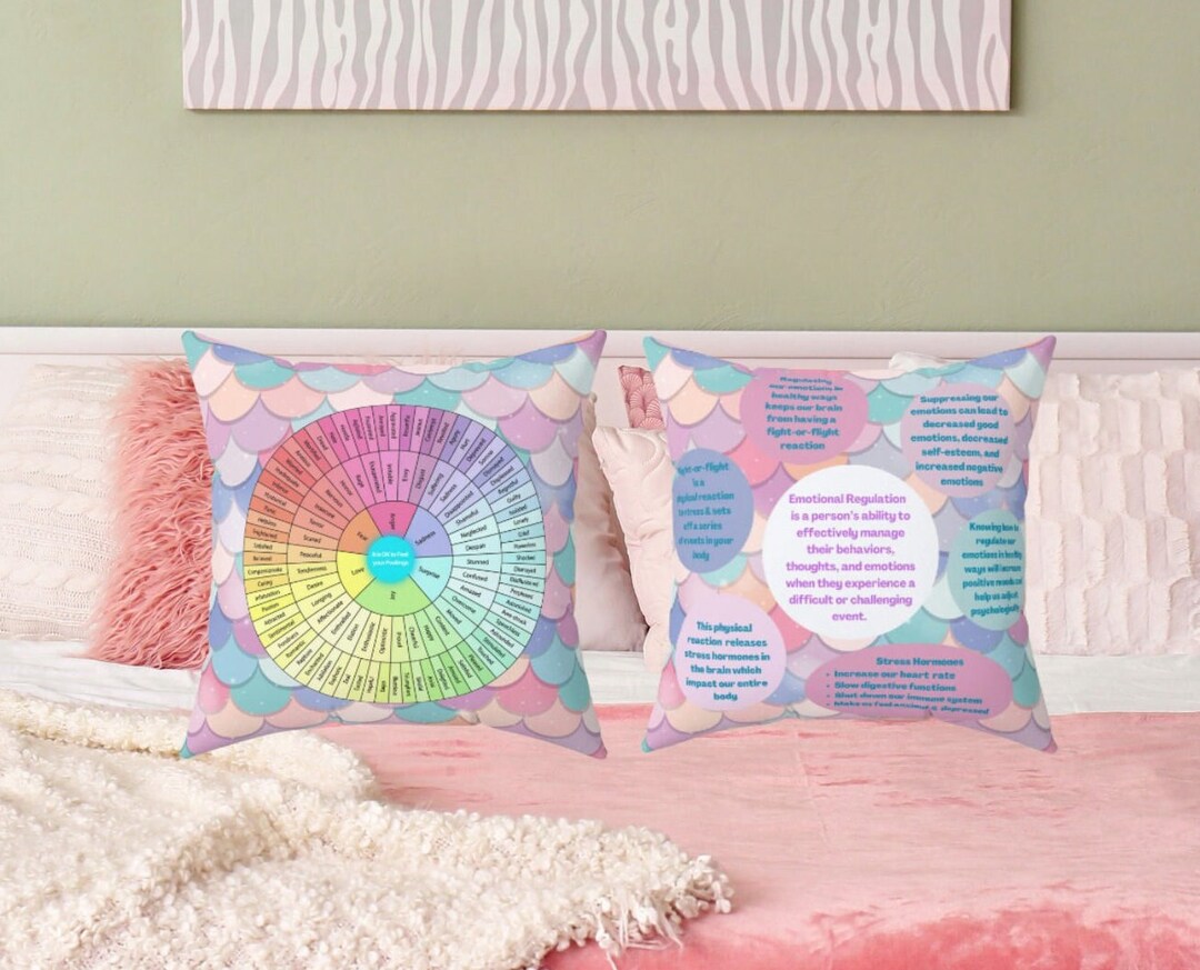 Square Pillow Emotions Feelings Wheel Mermaid Its Ok to Feel Your ...