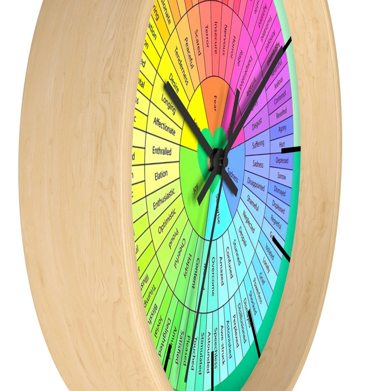 Emotions Feelings Wheel Clock With Mental Health Awareness Green Heart ...