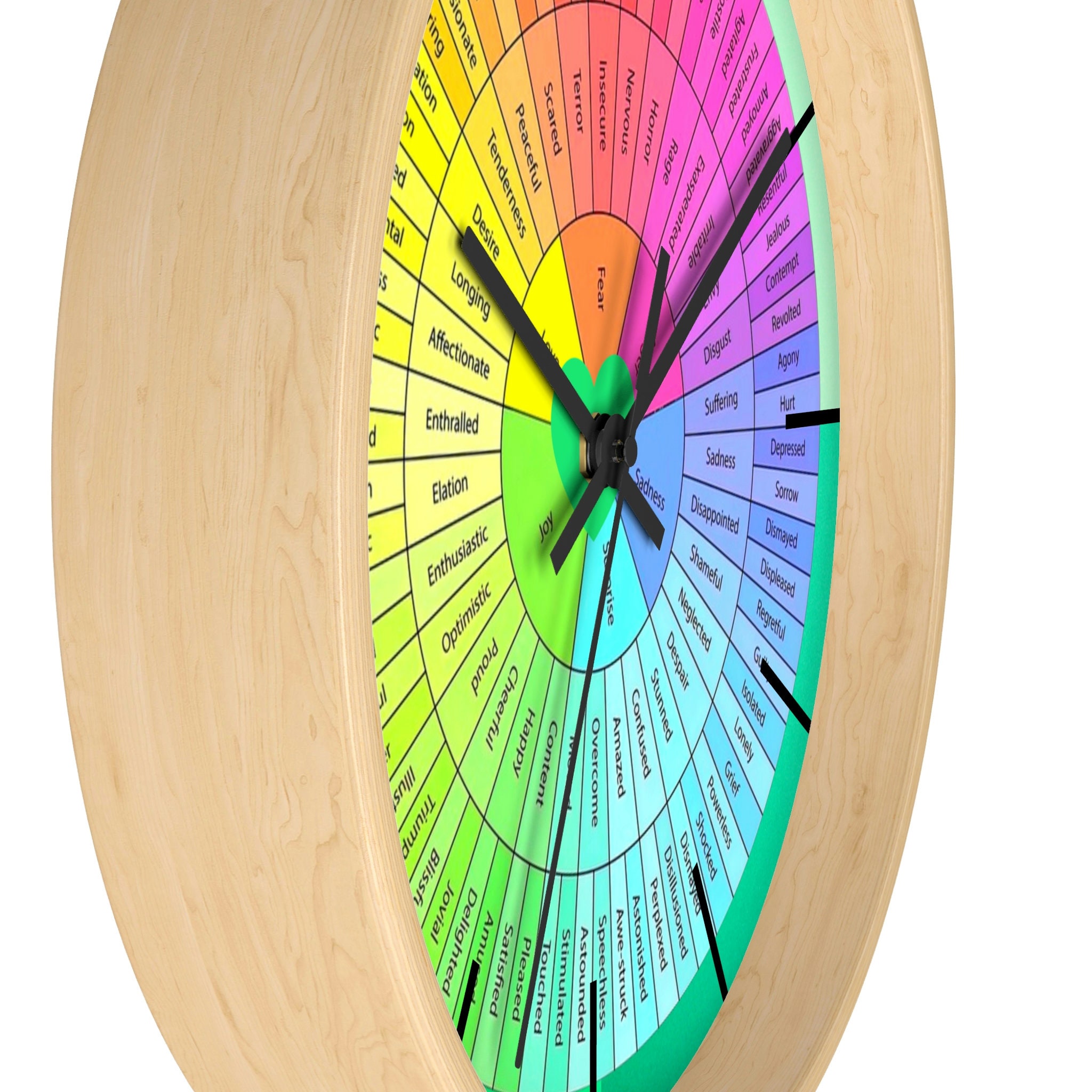 Emotions Feelings Wheel Clock With Mental Health Awareness Green Heart Center - Etsy