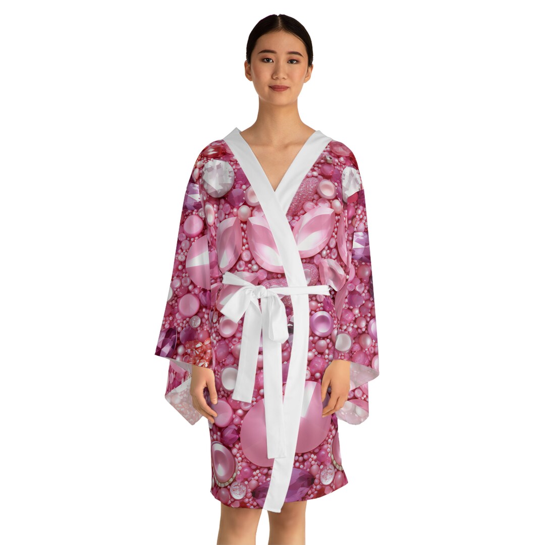 Robe Self Care Sparkle Pink Long Sleeve Kimono Robe - Etsy