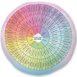 Round Pillow Feelings Emotion Wheel Clouds With Text, "it's OK to Feel ...