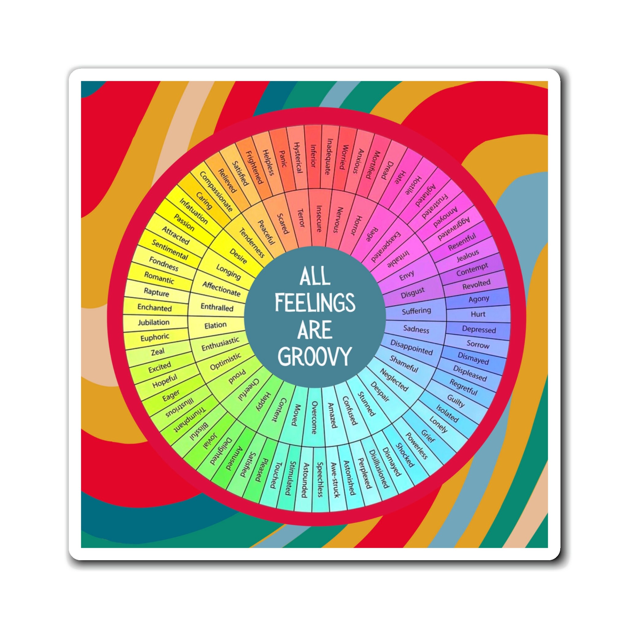 Magnet Emotion Feelings Wheel All Feelings Are Groovy Retro Design ...