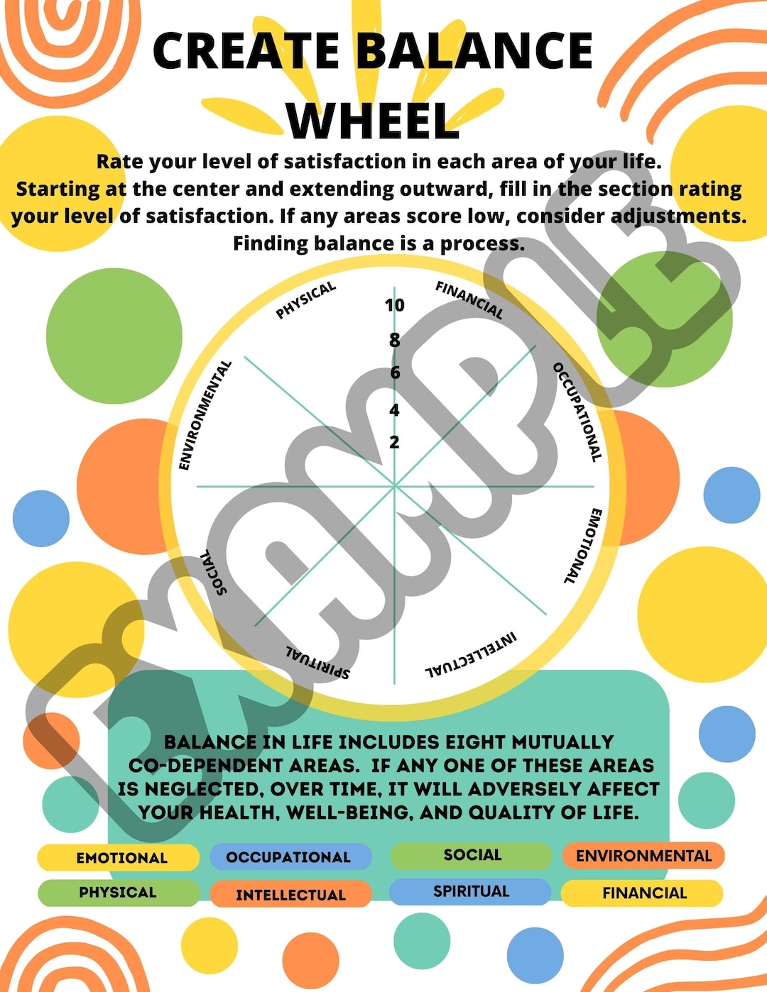 Digital Worksheet Create Balance Wheel Three Page Digital Worksheet-pdf ...