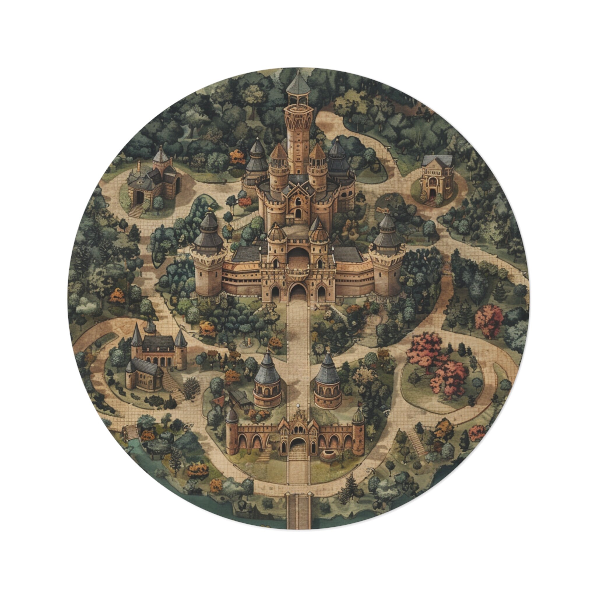 Round Rug Majestic Medieval Castle Nursery Play Mat Round Carpet - Etsy
