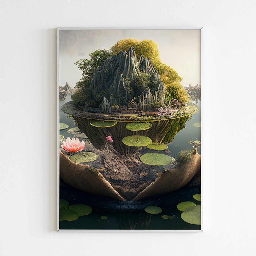 Printable Lotus Island 3D Render Digital Art Wall Art - Etsy