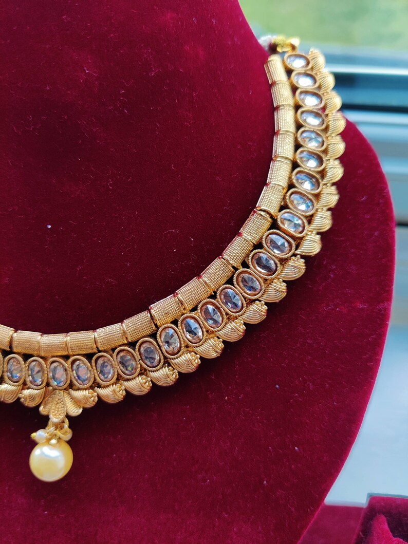 Traditional Diamond Neckless Golden Plated - Etsy