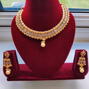 Traditional Diamond Neckless Golden Plated - Etsy