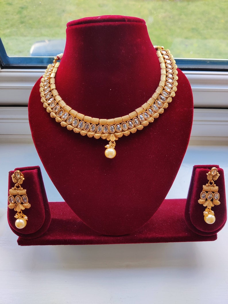 Traditional Diamond Neckless Golden Plated - Etsy