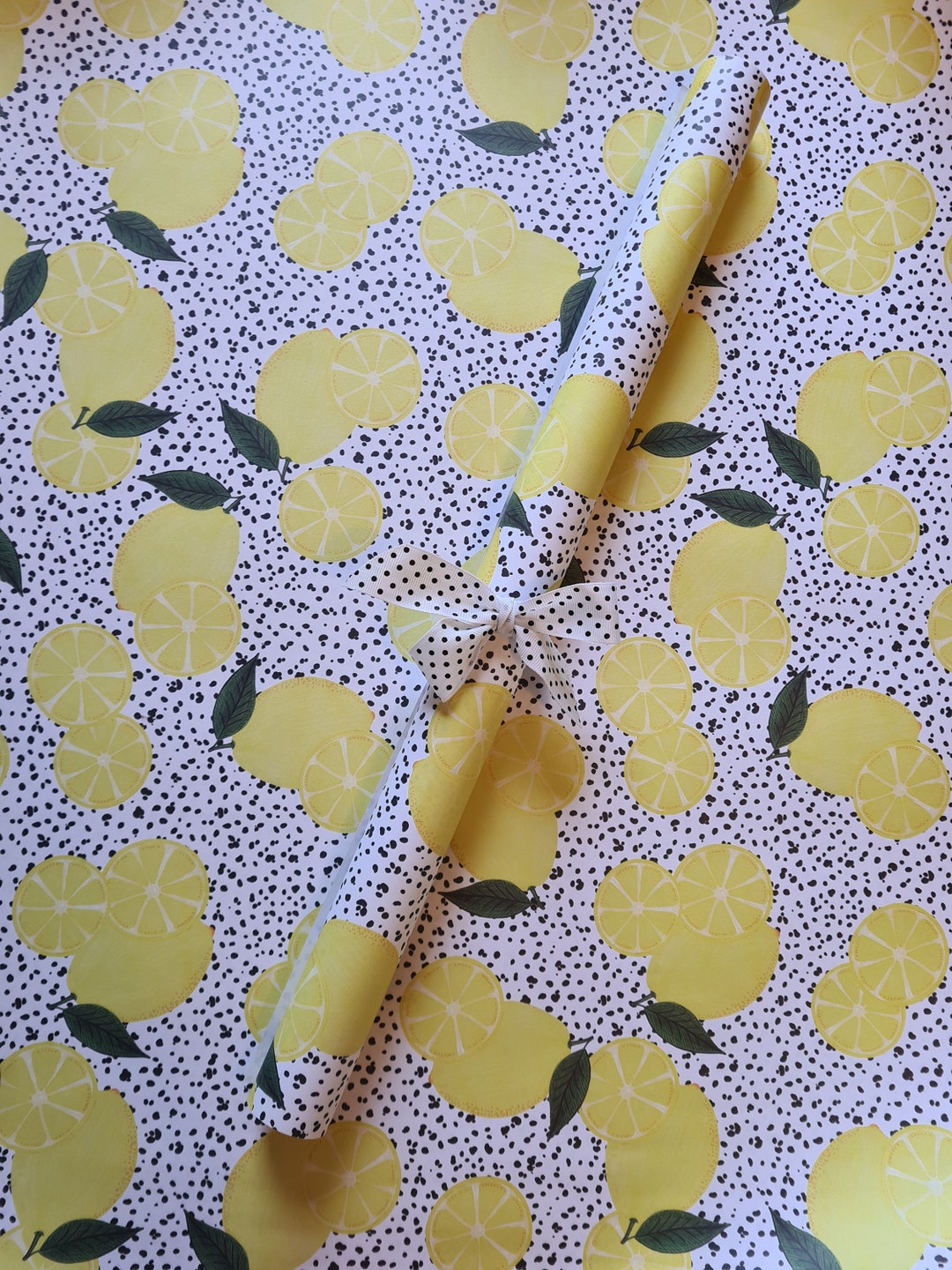 Zesty Lemon Print Wrapping Paper. 100% Recycled Paper. Individual ...