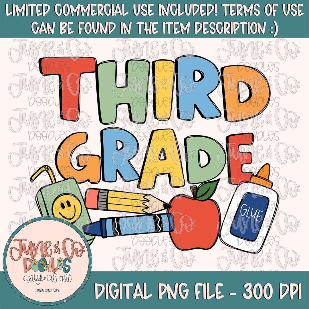 Boys Third Grade Doodles PNG| Boy Back to School Sublimation File ...