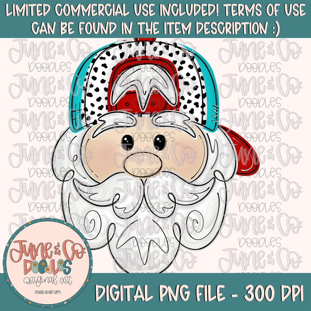 Cool Santa Clean PNG| Santa With Hat Sublimation File| Backwards Ball ...