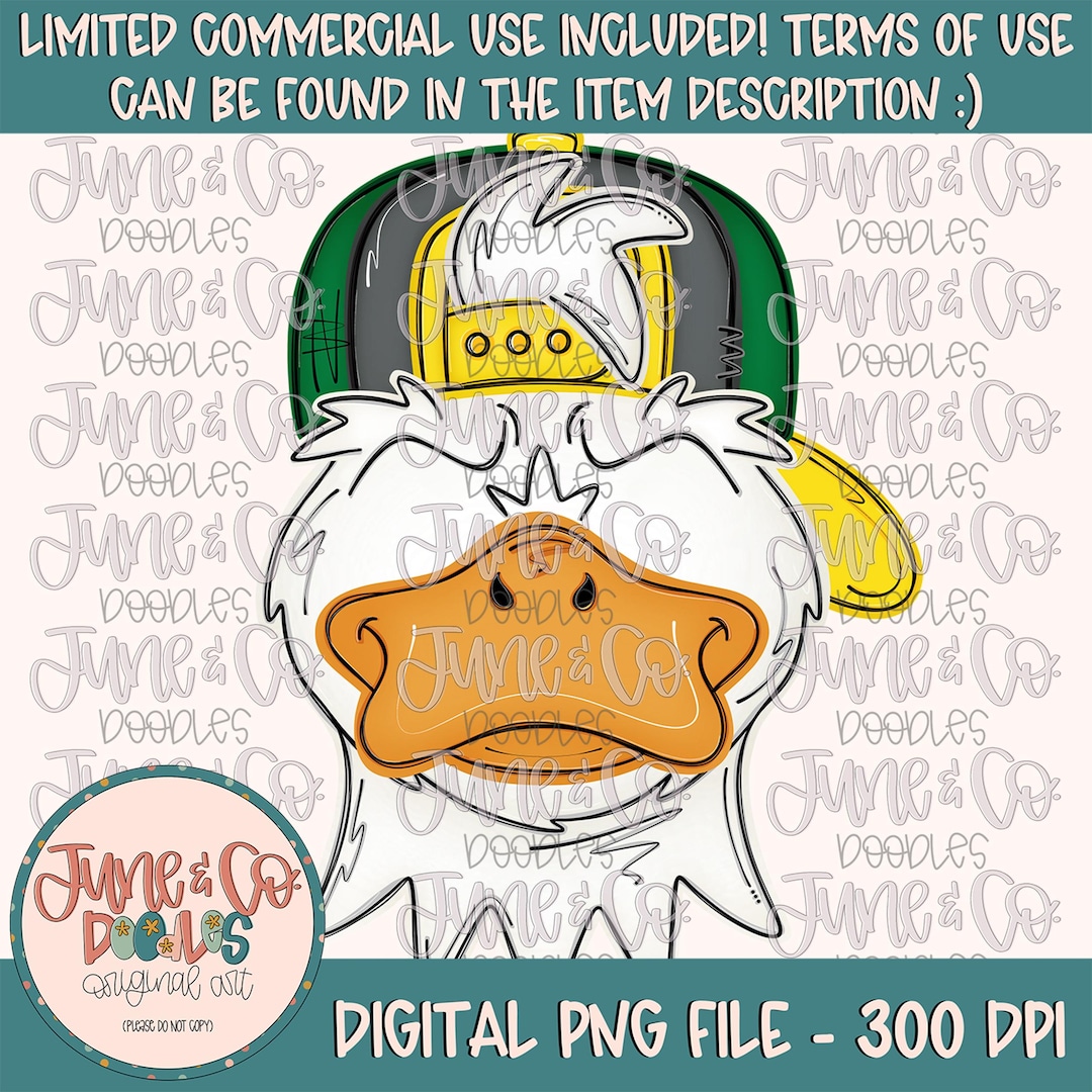Cool Duck With Hat PNG| Duck Mascot Sublimation File| Backwards Ball ...