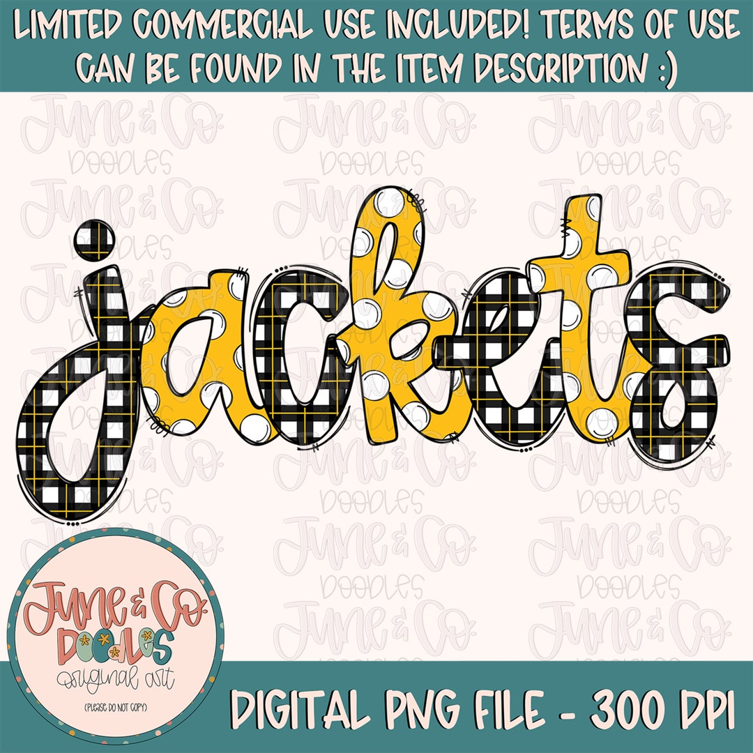 Jackets Doodle PNG| Yellow Jackets Mascot Sublimation File| Game Day ...