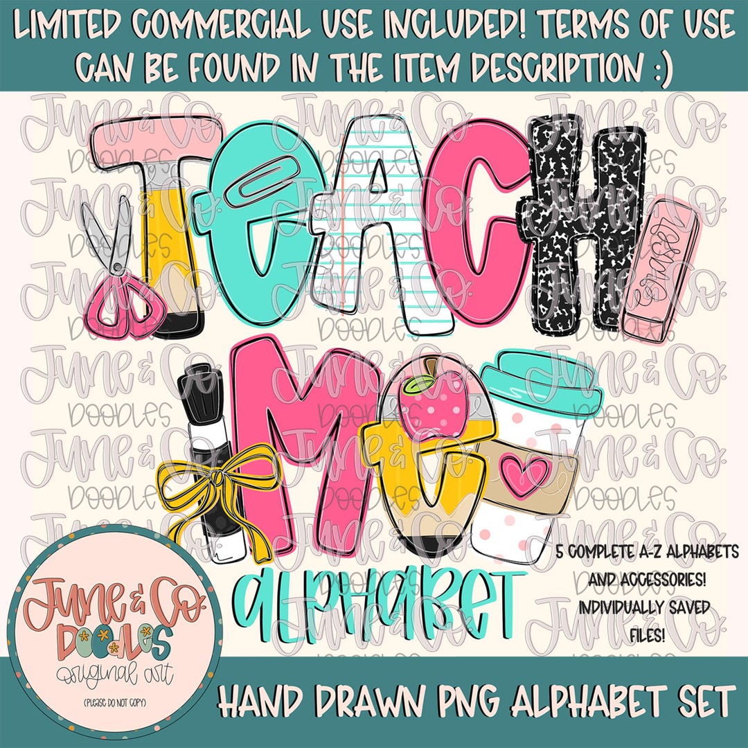 Teach Me Alphabet Set- PNG| Teacher Occupation Doodle Alpha ...