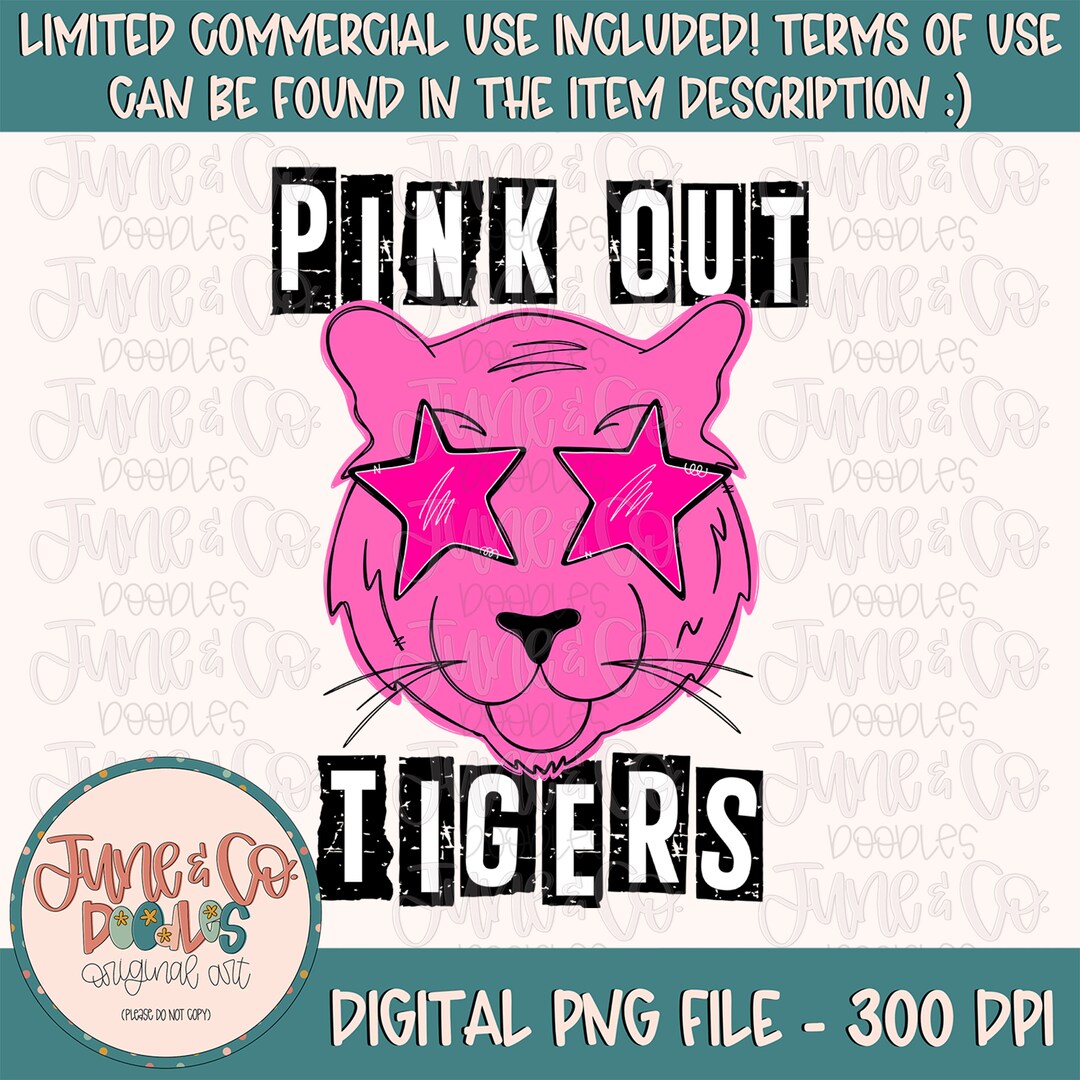 Pink Out Tigers PNG| Football Pink Out Mascot Sublimation File| Breast ...
