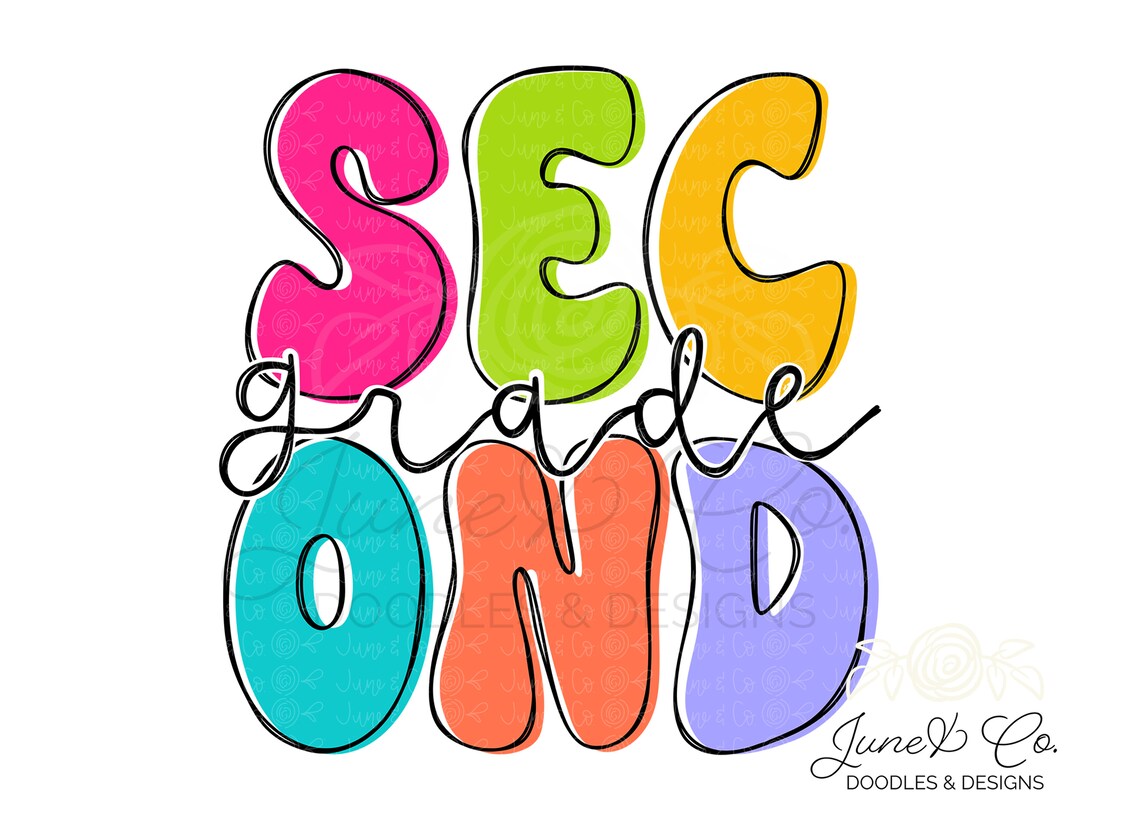 Neon Rainbow Second Grade PNG Girls Back to School - Etsy