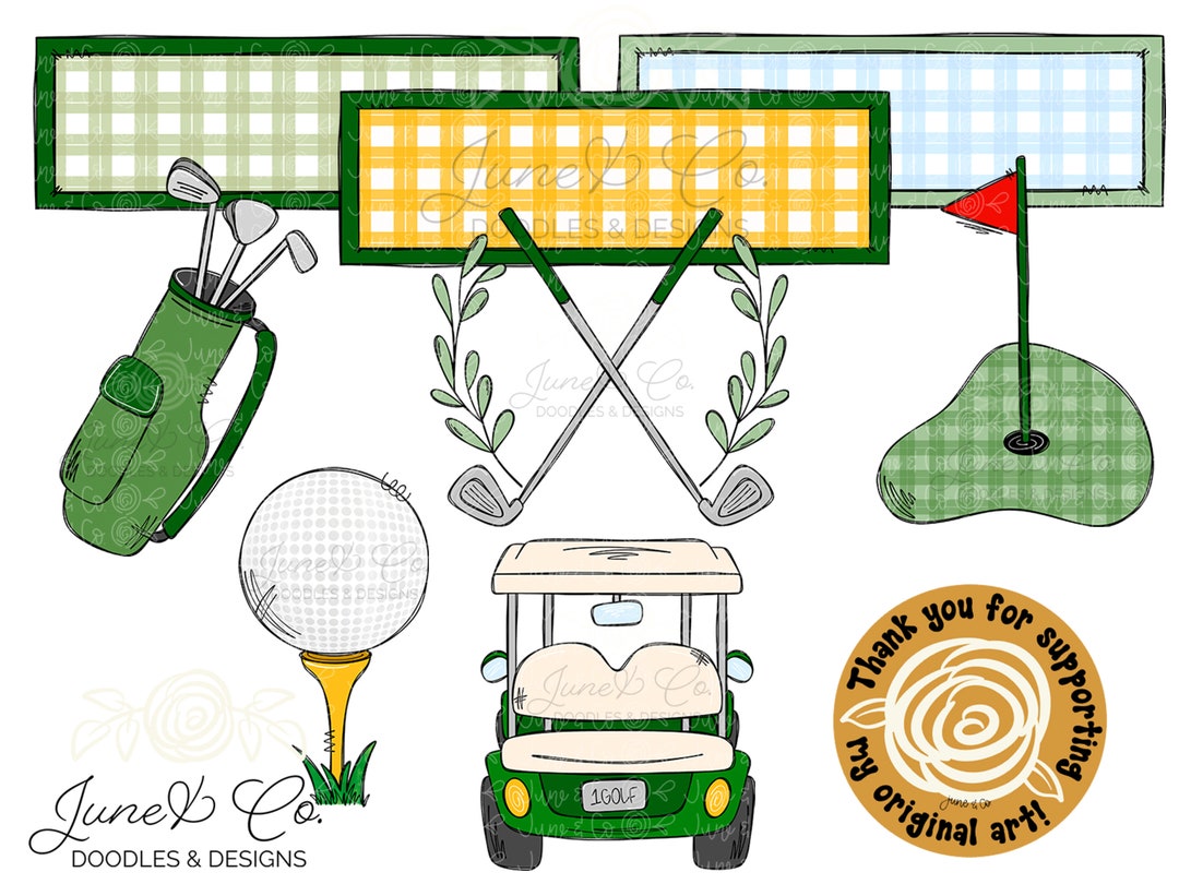Golf Clip Art PNG Bundle| Preppy Golf Sublimation Files| Golf Themed ...