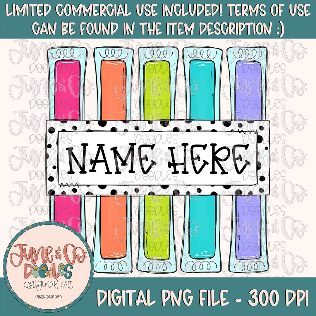 Girls Neon Popsicles With Name Plate PNG Girly Summer Sublimation File ...