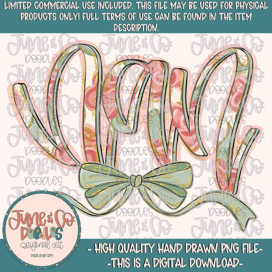 Painted Floral Nan PNG| Nan With Bow Sublimation File| Floral Mother's ...