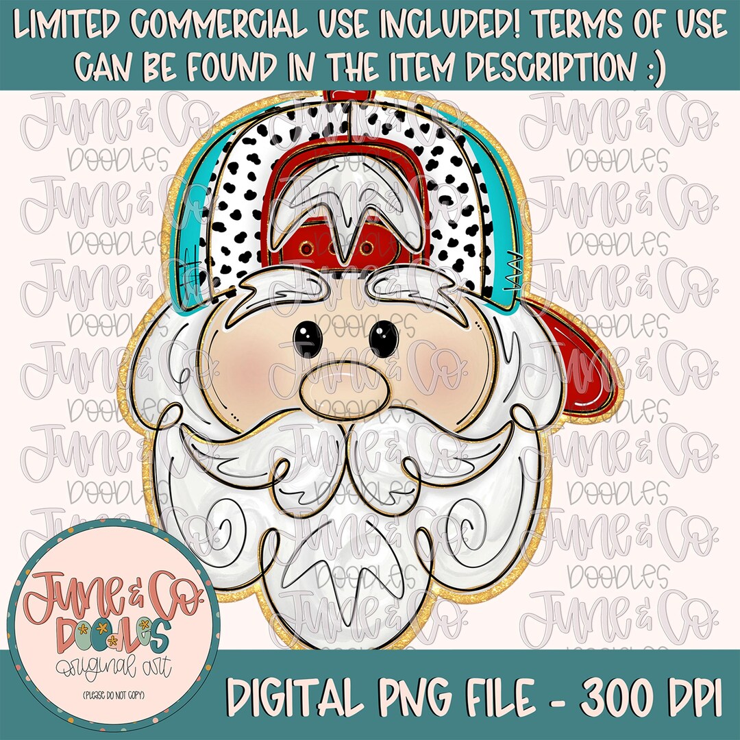 Cool Santa PNG| Santa With Hat Sublimation File| Backwards Ball Cap ...