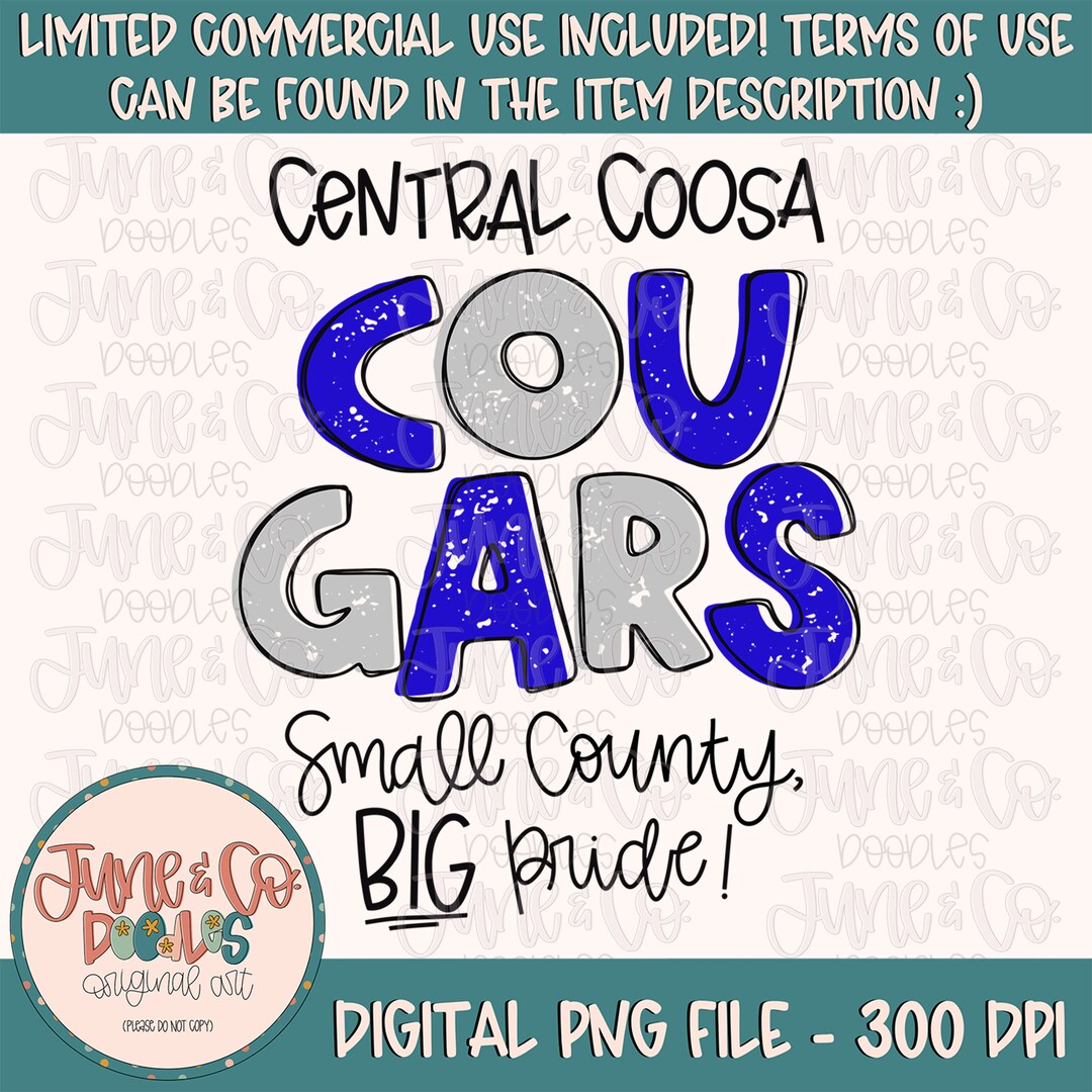 Central Coosa Cougars PNG| Custom School Mascot Sublimation File| Small ...
