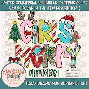 Girls Merry Alphabet Set- PNG| Girls Christmas Alpha| Individually ...