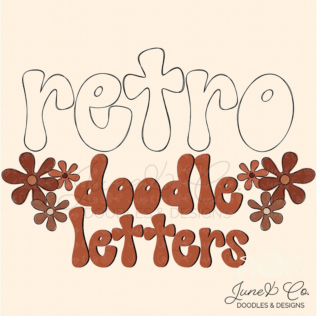 Retro Style Doodle Letters Alphabet Set PNG Retro Alpha Set SVG ...
