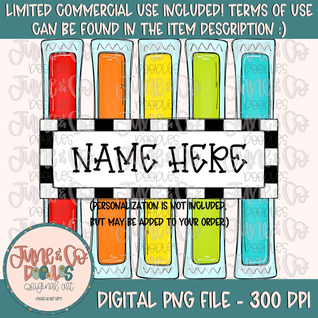 Boys Neon Popsicles With Name Plate PNG| Boys Summer Sublimation File ...