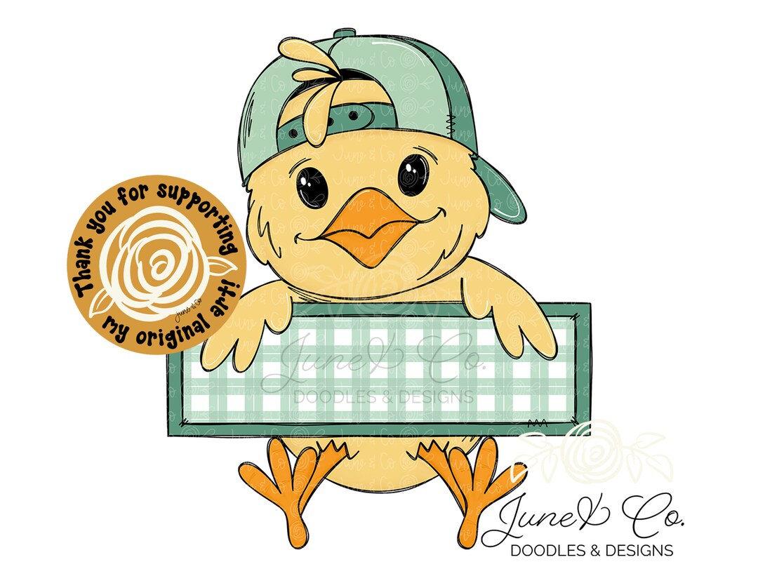 Boy Chick With Name Plate PNG Cool Easter Chick in Hat Sublimation File ...
