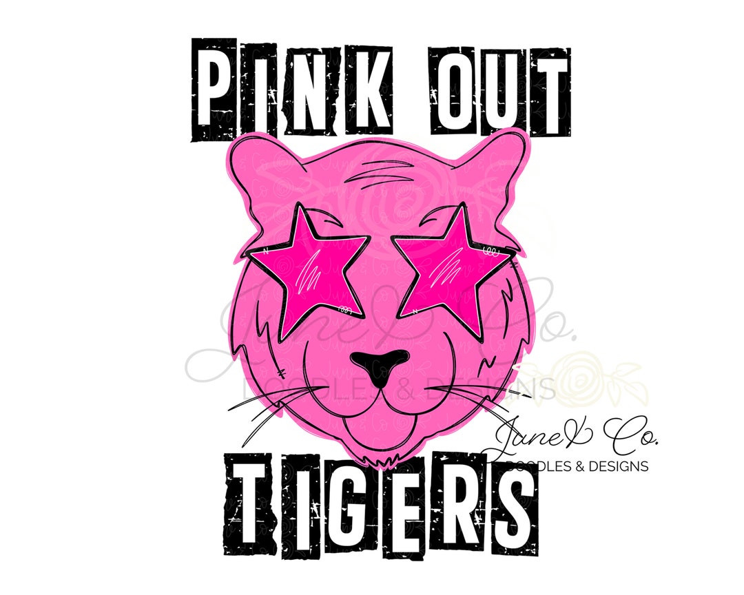 Pink Out Tigers PNG Football Pink Out Mascot Sublimation - Etsy