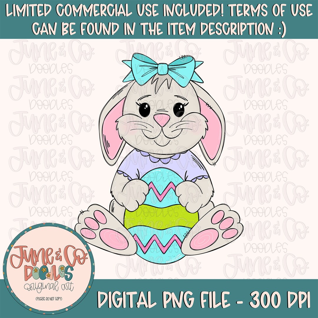 Girl Bunny PNG| Cool Easter Bunny in Bow Sublimation File| Girl's ...