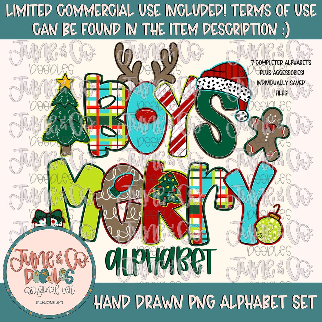 Boys Merry Alphabet Set- PNG| Boys Christmas Alpha| Individually Saved ...