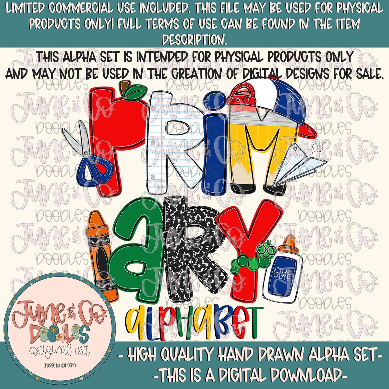 Primary Alphabet Set- PNG| Boys Back to School Themed Doodle Letters ...
