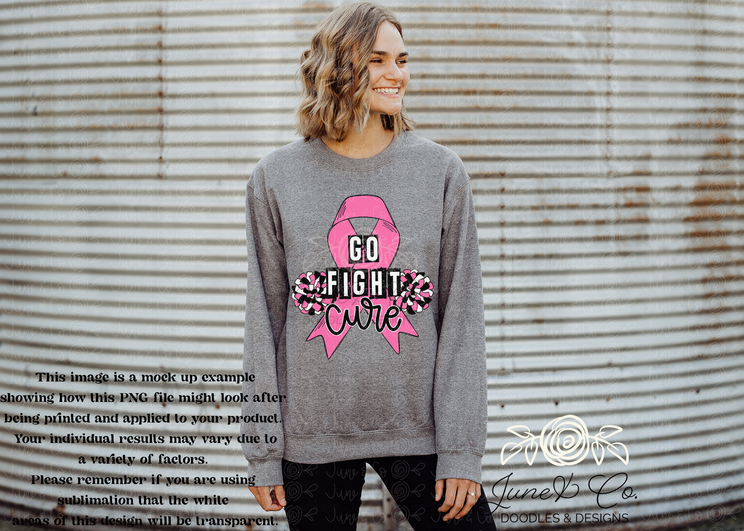 Go Fight Cure PNG Cheerleading Pink Out Sublimation File - Etsy