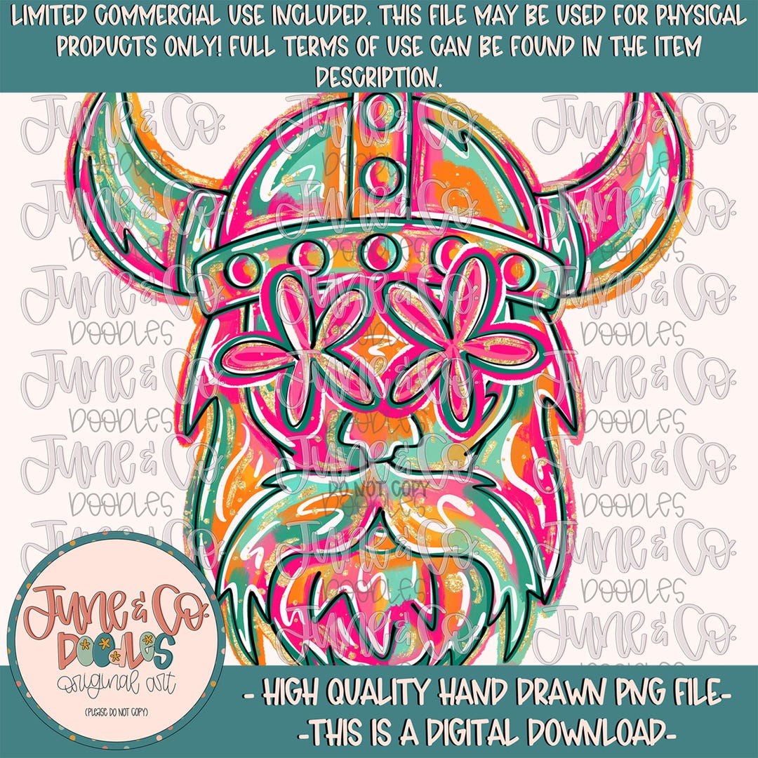 Flower Power Viking PNG| Painted Vikings Mascot Sublimation File| Girly ...
