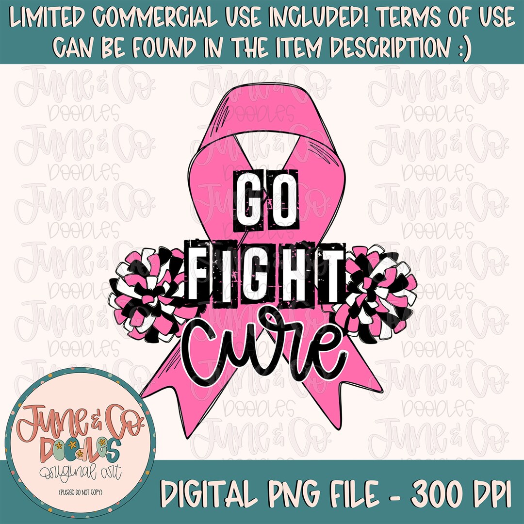 Go Fight Cure PNG| Cheerleading Pink Out Sublimation File| Breast ...