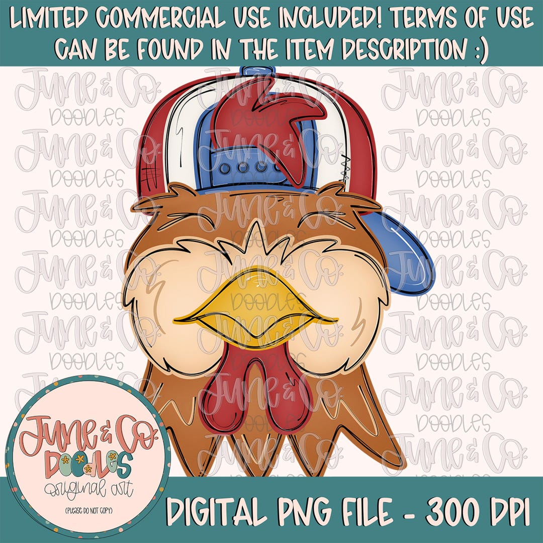Boy Chicken PNG| Cool Chicken in Backwards Hat Sublimation File| Boys ...