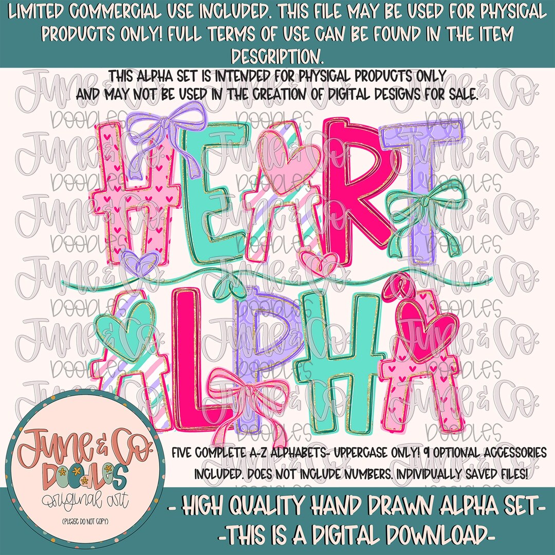 Girls Heart Alpha Set- PNG| Valentine's Day Alphabet| Individually ...