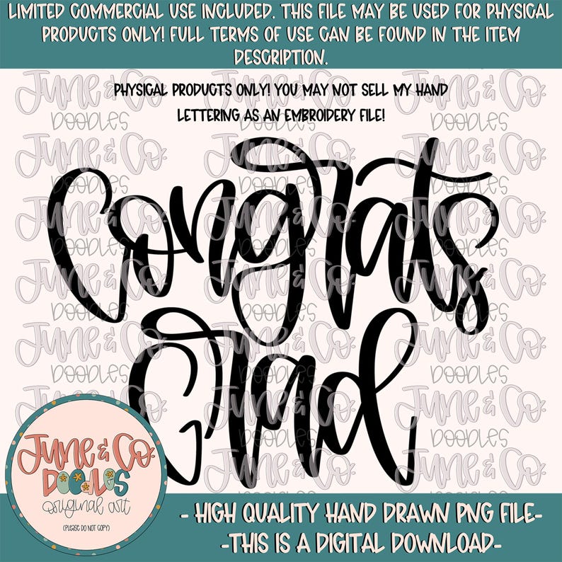 Congrats Grad Lettering PNG| Graduation Calligraphy| Party Banner ...