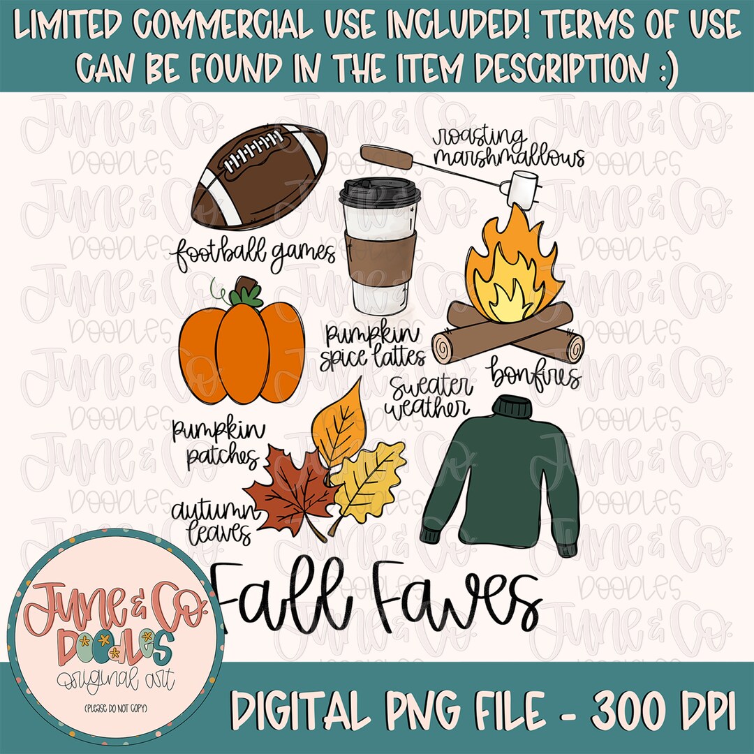 Fall Faves PNG| Fall Season Sublimation File| Favorite Fall Things ...