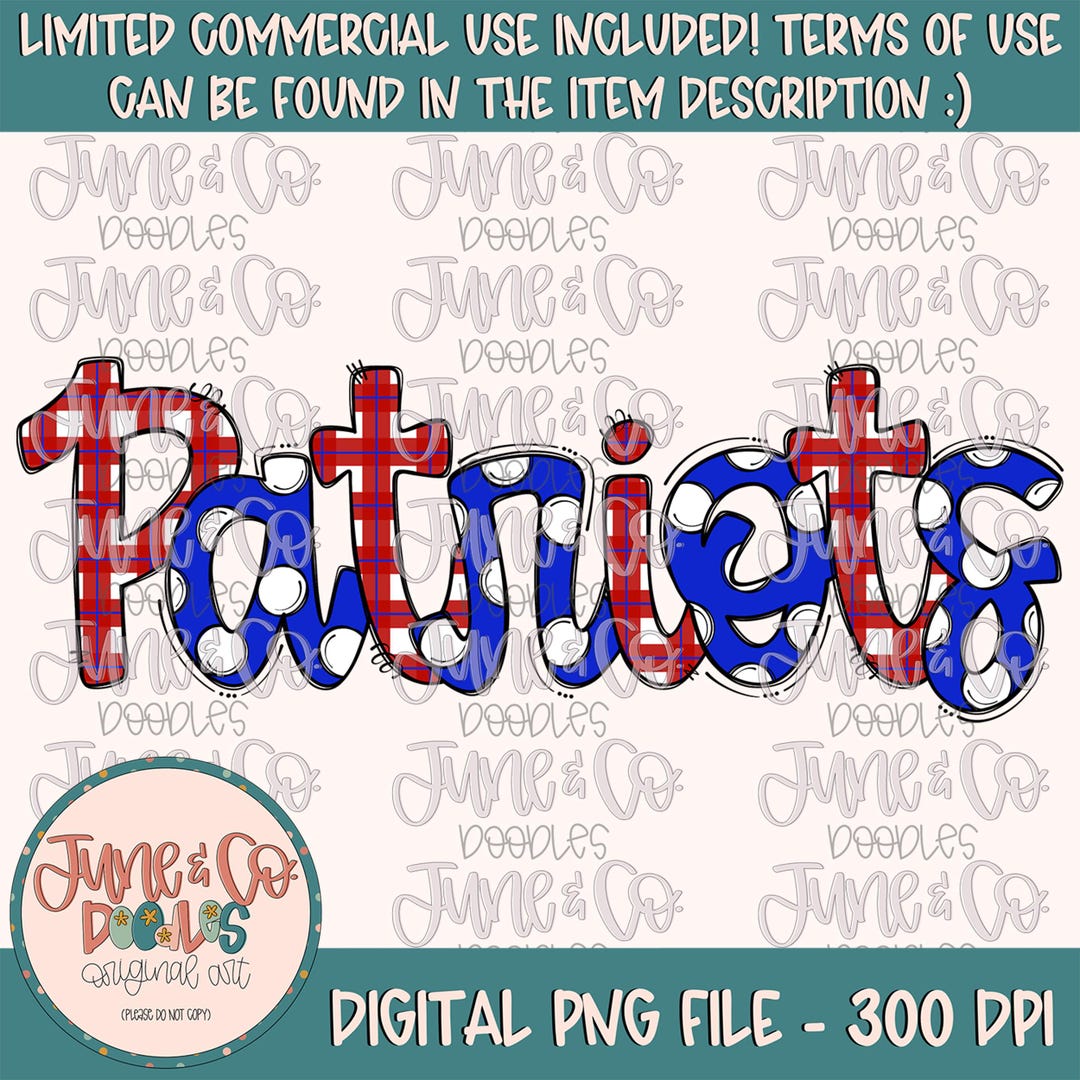 Patriots Doodle PNG| Patriots Mascot Sublimation File| Game Day Shirt ...