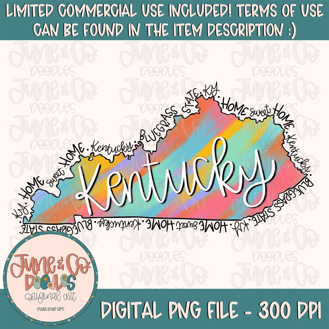 Colorful Painted State of Kentucky PNG| Kentucky Silhouette Sublimation ...