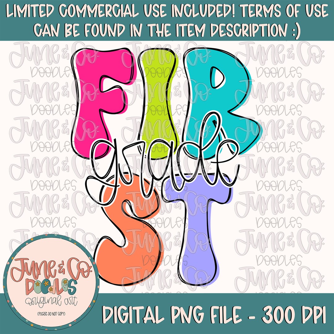 Neon Rainbow First Grade PNG| Girls Back to School Sublimation File ...